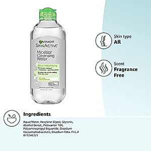 Garnier SkinActive Micellar Water for Oily Skin, Facial Cleanser & Makeup Remover, 13.5 fl. oz, 1 count (Packaging May Vary)