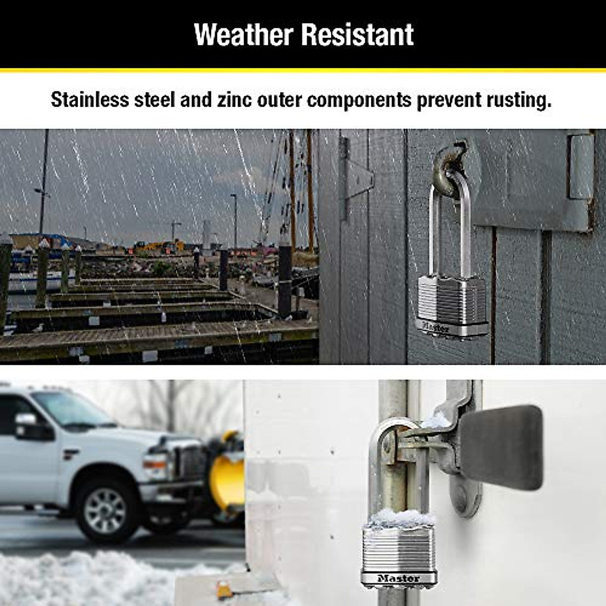 Master Lock M5XTLJ Magnum Heavy Duty Outdoor Padlock with Key, 2 Pack Keyed-Alike,Silver