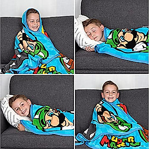 Franco Kids Bedding Super Soft Micro Raschel Throw, 46 in x 60 in, Mario,Prints may vary
