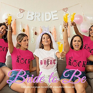 JONKY Light Up Bride to Be Veil Headband Led White Headbands Bridal Short Veils Headpiece Tulle Bachelorette Party Hair Accessories for Women and Girls