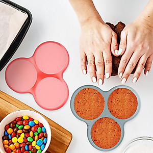 Mobestech 2Pcs Silicone Egg Molds Air Fryer for Egg Bites, Silicone Muffin Pans Chocolate Molds Muffin Tops, Breakfast Sandwiches, Hamburger Buns, Air Fryer Accessories (Blue+Pink)