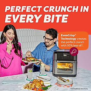Instant Vortex Plus 10-Quart Air Fryer, From the Makers of Instant Pot, 7-in-10 Functions, with EvenCrisp Technology, App with over 100 Recipes, Stainless Steel