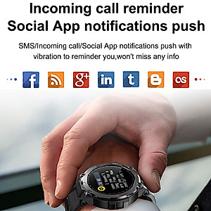 Sqeffort Sports Smart Watch for Men, Waterproof Fitness Tracker SmartWatch with Heart Rate Monitor/Blood Pressure/SpO2 Monitor Sport Running Watch for Android and iOS (Black)