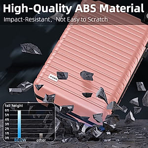 BEOW Luggage Sets 4-Piece (16/20/24/28)" Expandable Suitcases with Wheels PC+ABS Durable Hardside Luggage Clearance Pink