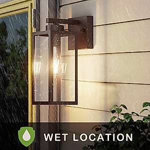 Tipace Dusk to Dawn Outdoor Wall Lantern,Brown Sensor Exterior Light Fixtures,Exterior Wall Sconce with Clear Glass Shade for Doorway Entryway Garage 2 Pack (Bulb Not Included)