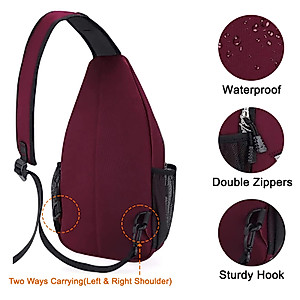 MOSISO Sling Backpack, Multipurpose Crossbody Shoulder Bag Travel Hiking Daypack, Wine Red, Medium