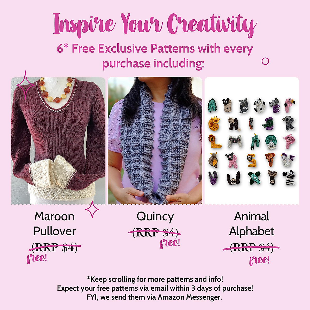 Woolen Delights Soft Wool Yarn for Crocheting, 3 Skeins, 522Yds/300G, Free Patterns - #4 Medium Aran/Heavy Worsted Weight Wool Yarn for Knitting - Crimson Red