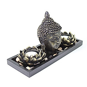 Tabletop Buddha Head Lotus Tea Light Candle Holder Home Decor Relaxing Gift Zen Garden Series