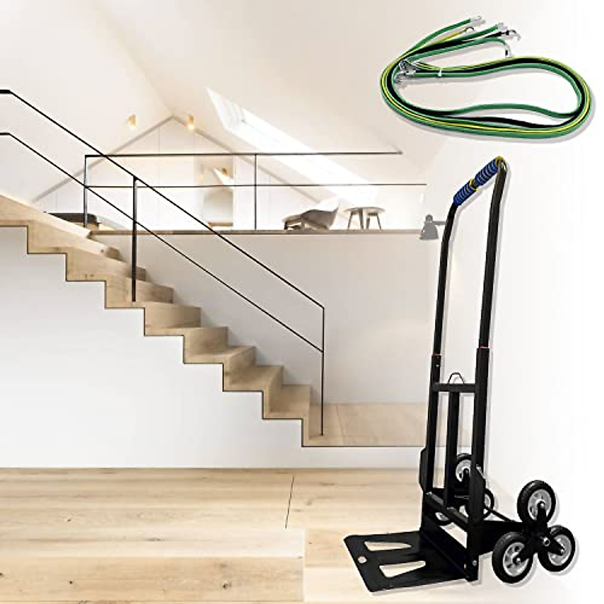 HTTMT- Portable Stair Climbing Folding Cart Climb Hand Truck Dolly All Terrain Stair [P/N: ET-TOOL043-BK]