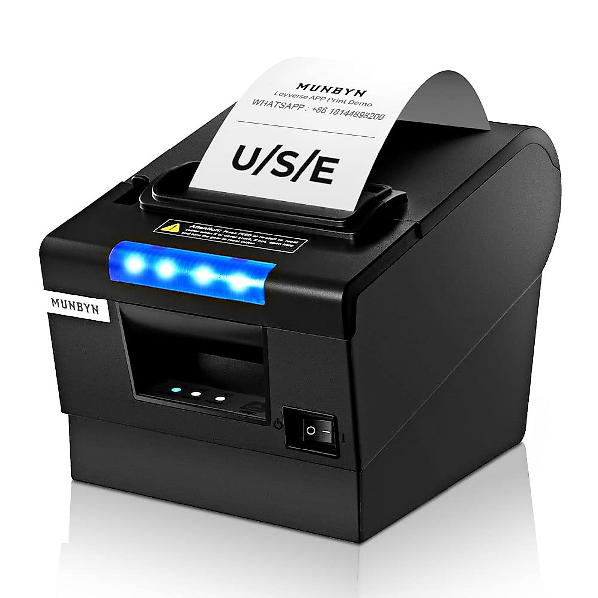 MUNBYN Receipt Printer P068, 3 1/8" 80mm Direct Thermal Printer, POS Printer with Auto Cutter - Receipt Printer with USB Serial Ethernet Windows Driver ESC/POS Support Cash Drawer