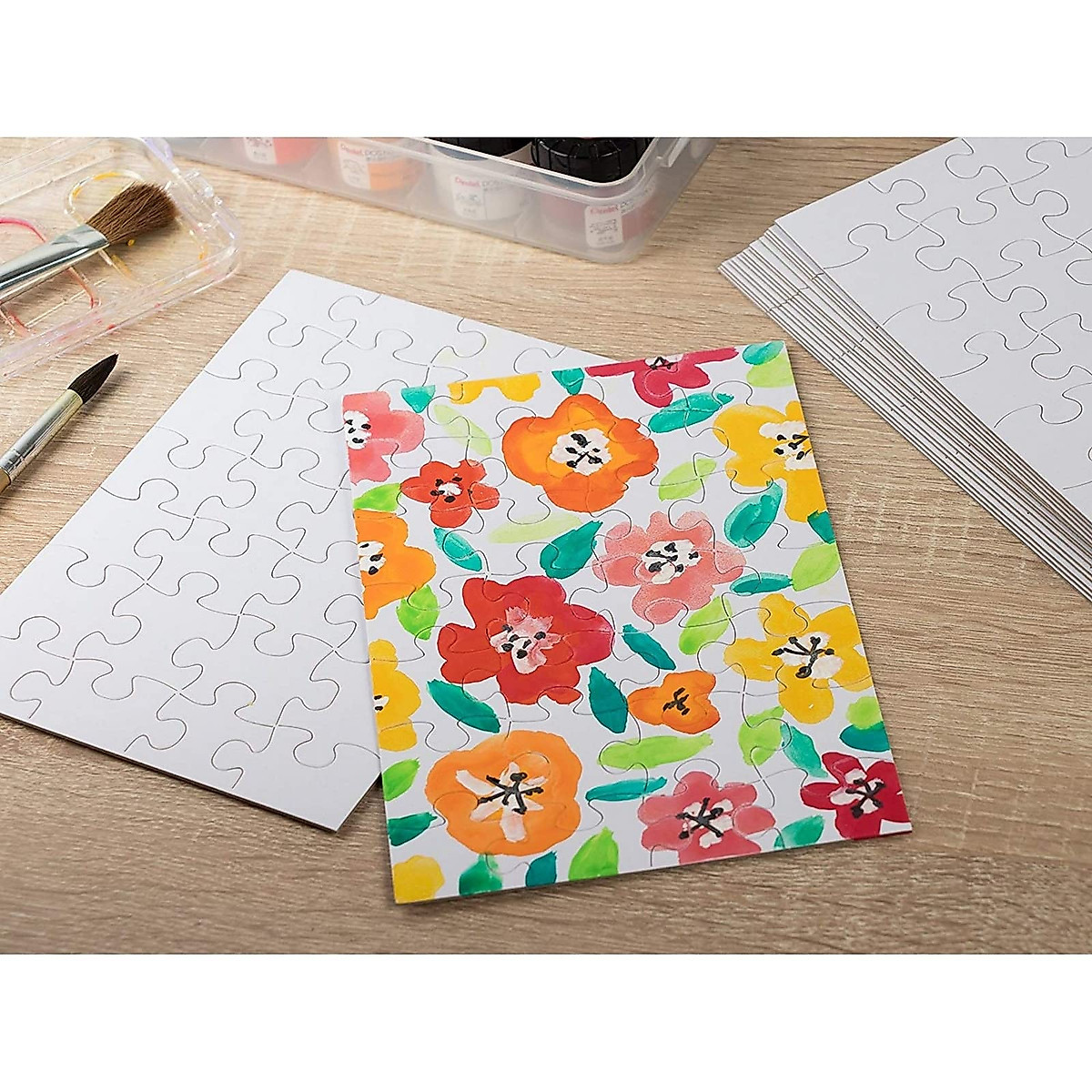 Juvale 48 Sheets Blank Puzzles to Draw On Bulk – 6x8 inch Make Your Own Jigsaw Puzzle for Kids Crafts Projects (28 Pieces Each)