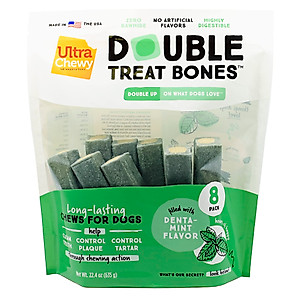 Ultra Chewy Denta-Mint Minis Value Pack Dental Dog Treats. Made in The USA, Healthy Treats, Easy to Digest, Promotes Dental Health - 20 Oz