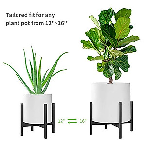 FaithLand Plant Stand, Adjustable Size Fits 12 13 14 15 16 Inches Large Plant Pot, Metal Planter Stand, Mid Century Expandable Plant Holder Indoor Outdoor, Adjustable Width: 12”-16.1” - Easy Assembly