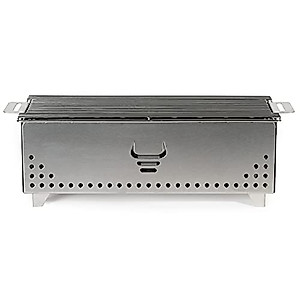 YAK Grills Hibachi Charcoal Grill - Easy to Use Charcoal Grill - Outdoor Tabletop Safe - Great for Travel, Camping, Patio, Balcony - Made from Stainless Steel - Operates Up to 750ºF - 5 Yr Warranty - Brushed Steel