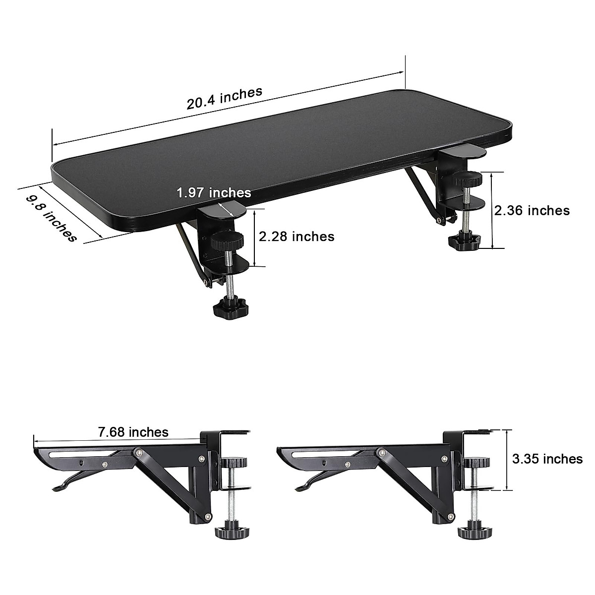 Nillcs Ergonomics Desk Extender Tray,20.4"x9.8" Large Size Foldable Keyboard Tray,Computer Table Extension Arm, Armrest Support for Home and Office
