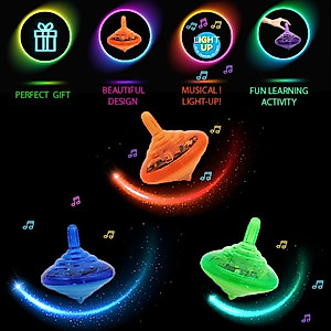 The Dreidel Company Hanukkah Musical Light-Up Dreidel Spinning Tops Set, Plays 2 Classic Hanukkah Songs, Assorted Colors (2-Pack)
