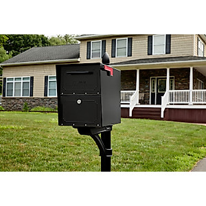 Architectural Mailboxes Oasis TriBolt Galvanized Steel, Locking Post Mount Mailbox, Compatibility Code H, 620020B-10, Black, Extra Large Capacity