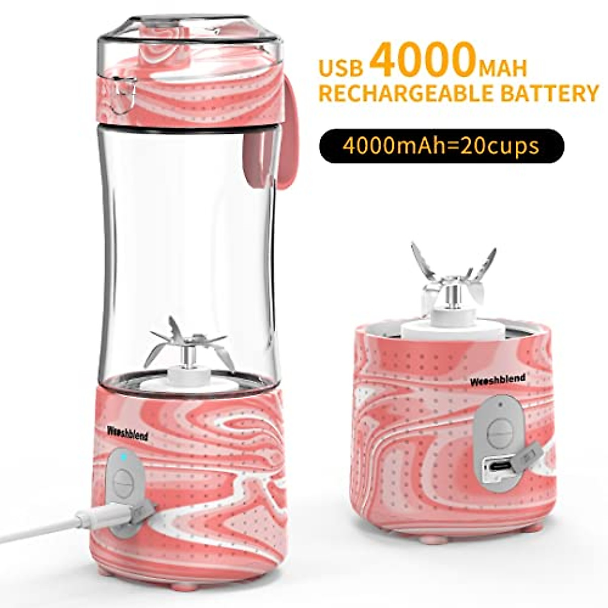 Wooshlend Portable Blender for Shakes and Smoothies with Snap-open BPA FREE silicon straw