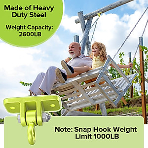 Highpro 2 Swing Set Brackets and 2 Swing Hangers for Wooden Sets Heavy Duty Swingset Hardware Swing Set Parts Outdoor Swing Set Accessories with Locking Hooks for Porch, Patio, Playground Indoor/Outdo