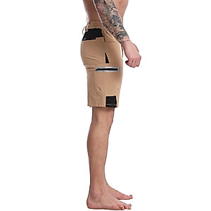 Surenow Men's Hiking Cargo Shorts Lightweight Quick-Dry Shorts Summer Outdoor Fishing Shorts Camping Travel Shorts for Men Khaki