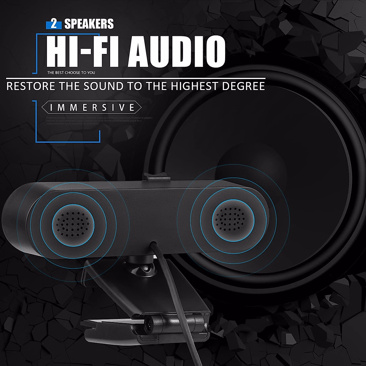 1 Set Webcam USB 4K HD-compatible with Privacy Cover, Webcam with Microphone, 360 Degree Rotation Web Cam, Video Calling Computer Camera A