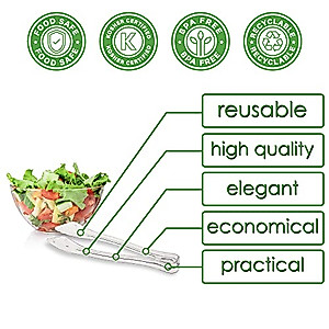 PARTY BARGAINS 8.5 Inches Plastic Serving Tongs, 12 Pack, Premium Quality & Heavy-Duty Clear Plastic Tongs for BBQ, Salads, Grilling, Buffets, Kitchen