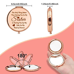 Bridesmaid Gift for Sister Wedding Gift Compact Makeup Mirror Maid of Honor Gift for Women Best Friend Friendship Gifts Pocket Compact Mirror Bridal Shower Gift for Her Engagement Gift