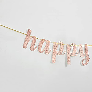 Rose Gold Happy 100 Days Banner, Kid's 100 Days Celebration,100th Day of School - Happy 100 Days Decorations - 100 Days Theme Party Decoration