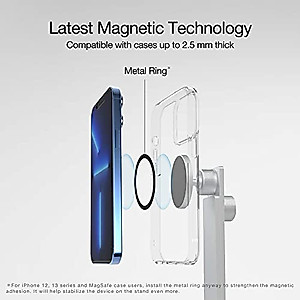 AluDisc Pro 360°-Directional Magnetic Aluminum Desk Phone Stand Tilt Swivel Rotate Angle Adjust Height 12" for All iPhone 15/14/13/12 Samsung Galaxy Note All Smartphones and Nintendo Switch (ST-520SI)