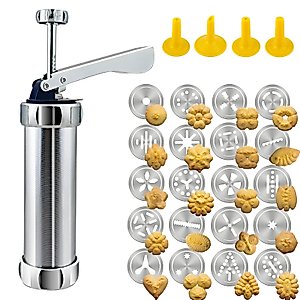 Cookie Press Gun, Cookie Press, Cookie Press for Baking, with 20 Stainless Steel Cookie Discs and 4 Icing Decorating Nozzles, for Home DIY Biscuit Maker and Decoration
