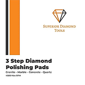 3 Step Diamond Polishing Pads - Use Wet or Dry - Polishing Pads for Granite Quartz Marble Concrete Terrazzo - High Temperature Resistance 3 Step Polishing Pads - Polishing Pad Set