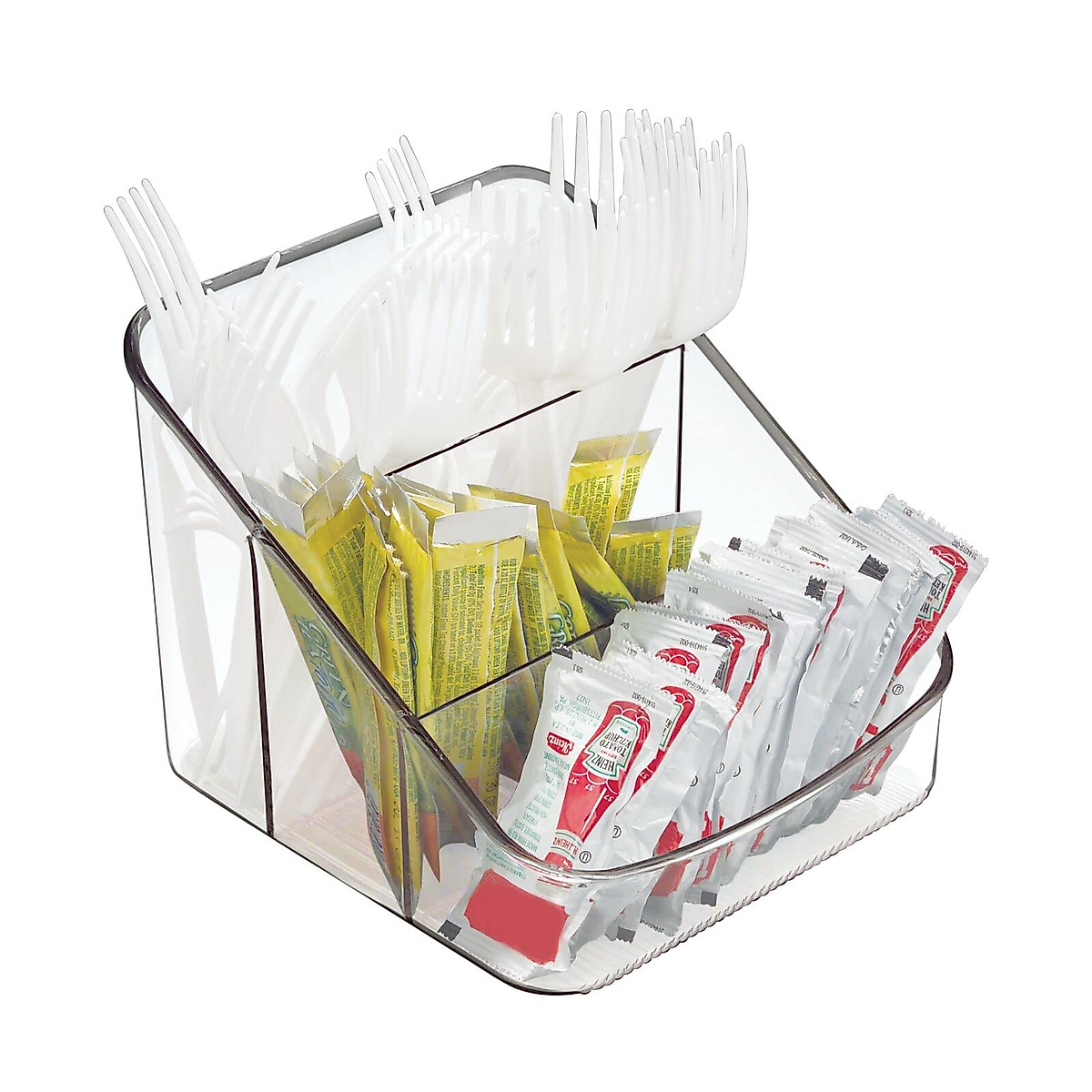 mDesign Small Plastic Food Packet Organizer Caddy - Storage Station for Kitchen, Pantry, Cabinet, Countertop - Holds Spice Pouches, Dressing Mixes, Hot Chocolate, Tea, Sugar Packets - 2 Pack - Clear