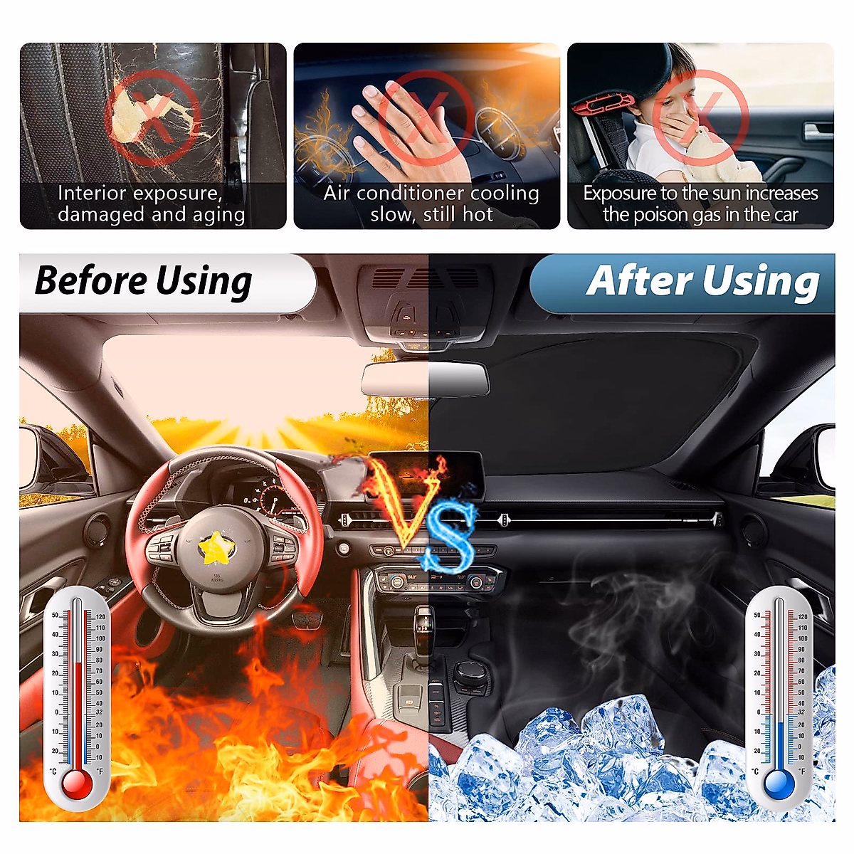 SKTU 2024 2025 Supra Front Windshield Sunshade for 2020 2021 2022 2023 2024 2025 Toyota GR Supra Windshield Sun Shade Foldable for Blocks UV Rays and Blocks Heat and Sun Keeps Vehicle Cool