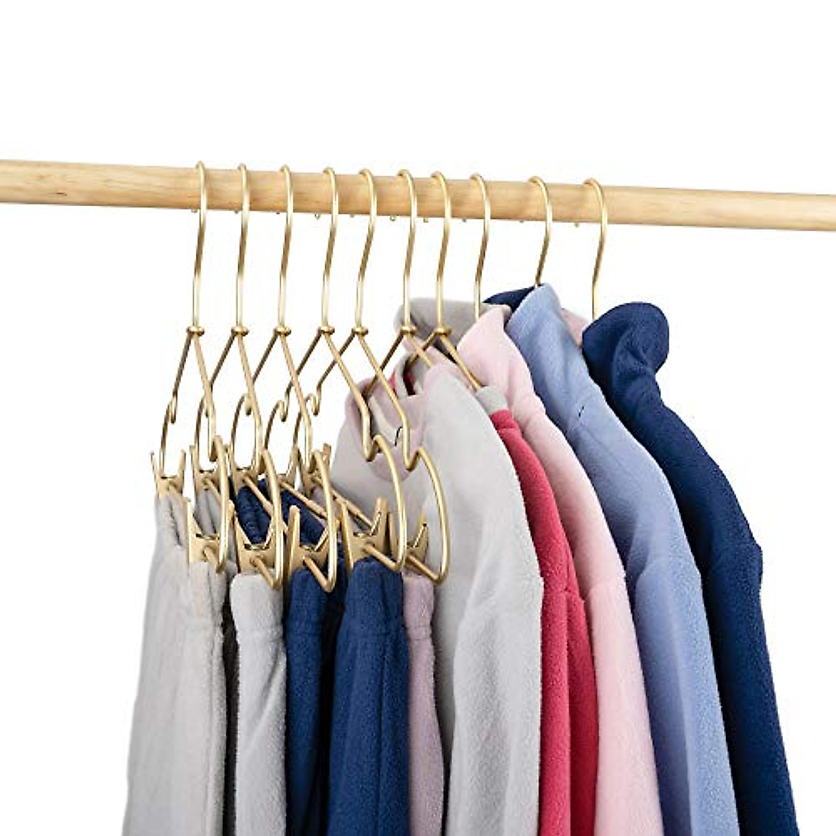 Koobay Premium 16.5” Matte Gold Metal Clothes Clips Hangers, Heavy Duty Skirt Slack Hangers, Metal Rack for Trousers Non Slip Clips, Clothes Hangers Display and Storage, 30 Pack