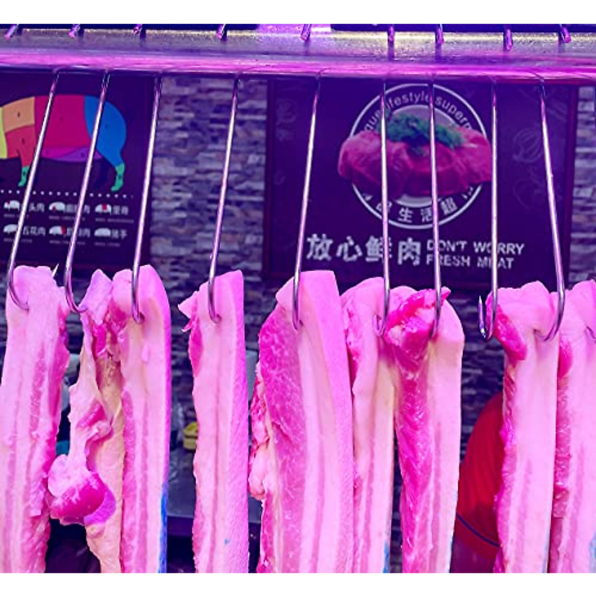 Alele 5 Inch 4mm Meat Hooks Stainless Steel Meat S-Hook for BBQ,Hanging,Smoking,Butchering,Grilling Set of 6 Pack (Meat Hook 5 Inch)