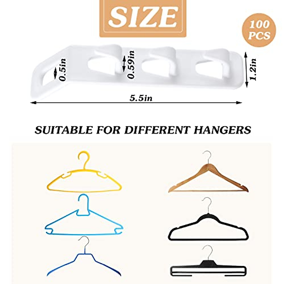 50 Pcs Clothes Hanger Connector Hooks Cascading Clothes Hanger Hooks Plastic Space Saving Hanger Extender Multi-Layer Cabinet Clothes Connection for Dorm Room Closet Storage Organizer Rack Pants