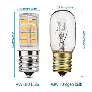 E17 LED Bulb Microwave Oven Light 4 Watt Warm White 3000K dimmable 52x2835SMD AC110-130V (Pack of 2)