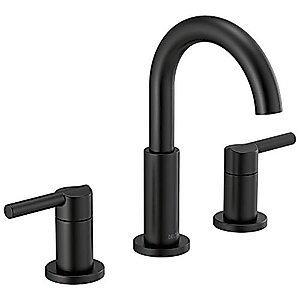 Delta Faucet Nicoli Widespread Bathroom Faucet 3 Hole, Matte Black Bathroom Faucet, Bathroom Sink Faucet, Drain Assembly, Matte Black 35749LF-BL