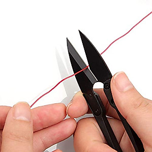ABuff 10 Inch Left Handed Scissors for Lefty, Sewing Scissors with Thread Snip, Bent-left Dressmaker Shears with Box, Black