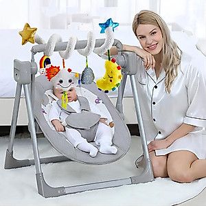 Ebrima Baby Car Seat Toys Newborn Toys, Stroller Toys Baby Toys 0-6 Months, Infant Spiral Plush Toys Hanging Stroller Toys for Carseat Crib Bar Bassinet - Colorful Star