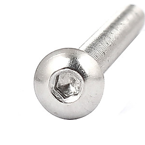 uxcell M5 x 60mm Full Thread Button Head Socket Cap Screw Silver Tone 15 Pcs