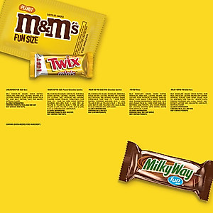 M&M'S Milk Chocolate, M&M'S Peanut, SNICKERS, TWIX & MILKY WAY Individually Wrapped Bulk Variety Pack Chocolate Candy Assortment, 45.45 oz, 90 Pieces Bag