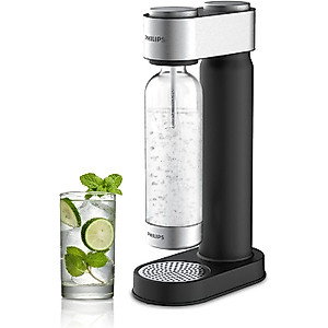 PHILIPS Stainless Sparkling Water Maker Soda Maker Machine for Home Carbonating with BPA free PET 1L Carbonating Bottle, Compatible with Any Screw-in 60L CO2 Exchange Carbonator(NOT Included), Black
