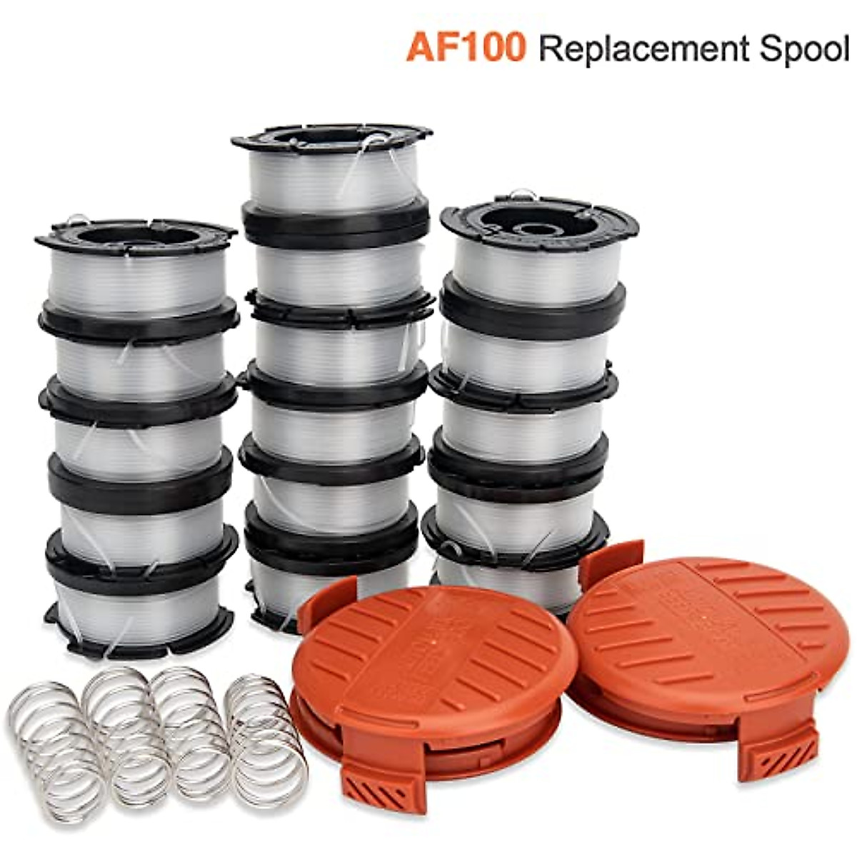 AF100 Replacement Spool, AF-100 Spool Compatible with Black and Decker AF-100-3ZP AF-100-BKP Weed Eater String, 30ft 0.065" fits GH900 GH600 GH610 String Trimmer Spool (16 Spool + 4 Cap+4 Spring)
