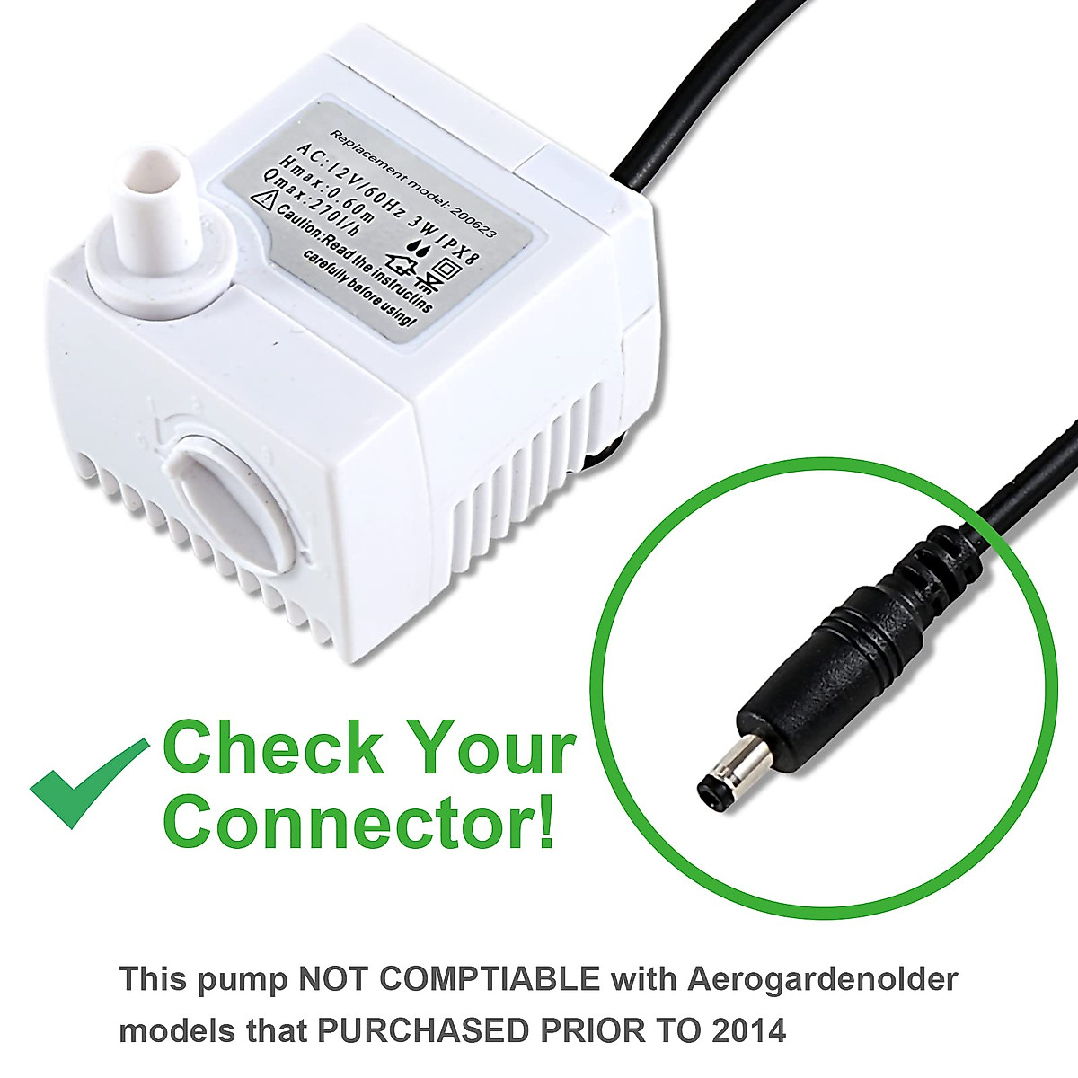 200623 Aero-Garden Pump with 10 Filters, Ultra Quiet Hydroponics Growing System Pump fit for Harvest Bounty Farm Extra Ultra All Model