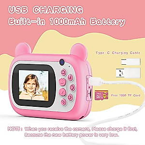 Instant Print Camera for Kids - Bearbrick Selfie Kids Camera with Zero Ink | Dual Lens | 1080P HD | 2.4 Inch | 1000 mAh | 3 Rolls Print Paper Camera for Girls Boys Age 3-12 Birthday
