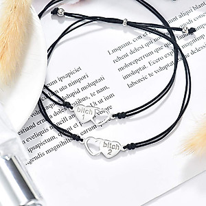 MANVEN Best Bitches2 Bracelet Best Friend Matching Friendship Bracelets Inspirational Gifts for Women Girls Sisters