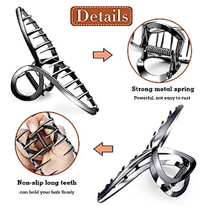 AIBEE Large Metal Hair Claw Clips, 2023 Stylish Butterfly Jaw Clips for Thick/Thin Hair, 4 Pack Long Hair Clips for Women (Metallic Black)