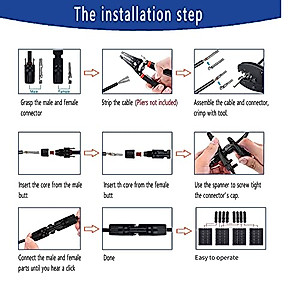 QeeHeng Solar Panel Crimper Tools Kit Compatible with Solar Cable Connector,1 Crimping Tool,6 Pairs Solar Panel Connectors,2Pcs Spanner Wrench, Crimp Tool for 2.5/4.0/6.0mm² Solar PV Cable