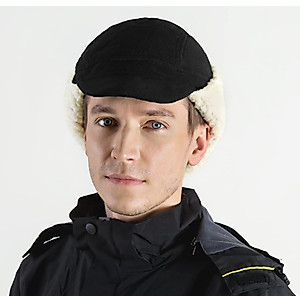 Connectyle Mens Fleece Thermal Skull Cap Warm Winter Beanie with Earflap Outdoor Cycling Sports Hat Black